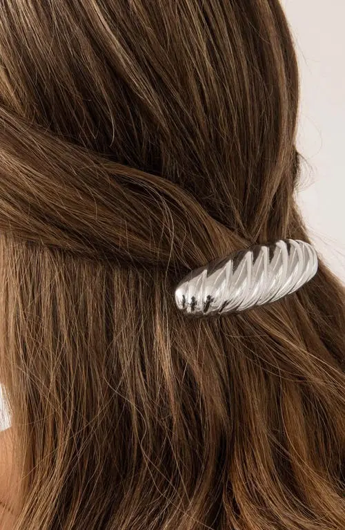 Ettika Twisted Oblong Barrette - Silver