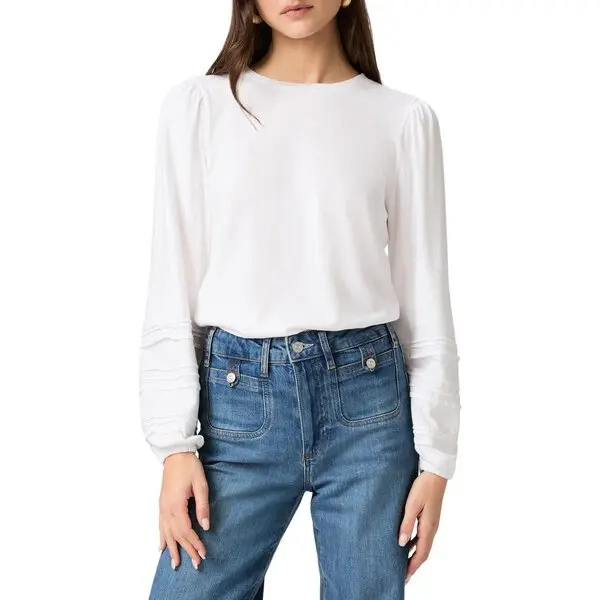 Paige Cyrano Pintuck Jersey Top - White