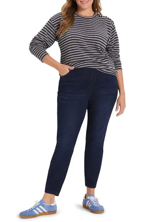 NIC+ZOE Texture Stripe Button-shoulder Top