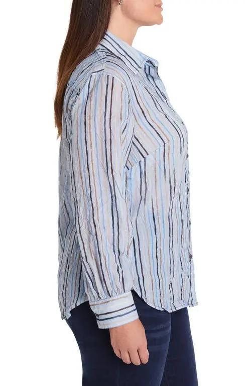 NIC+ZOE Drifty Stripe Cotton Button-up Blouse