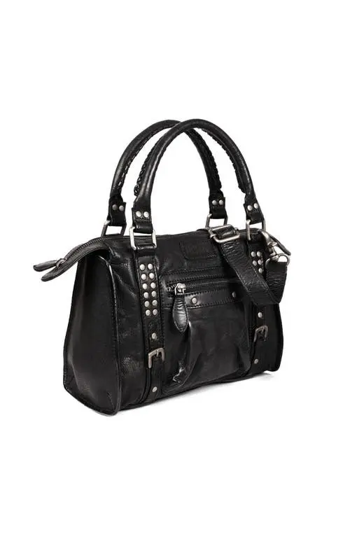 ROAN Visual Leather Satchel - Black Flame Tml