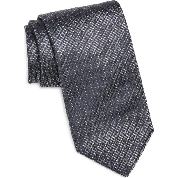 Canali Patterned Silk Neck Tie - Dark Grey