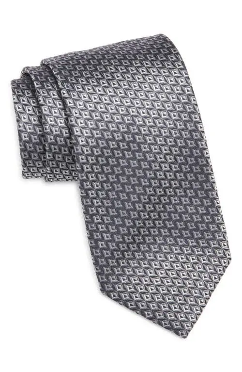 Canali Geometric Silk Neck Tie - Grey