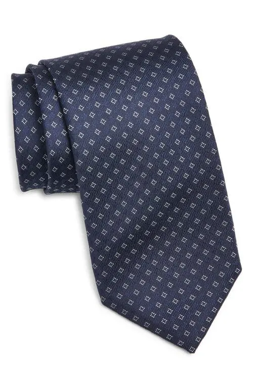Canali Jacquard Silk Neck Tie - Navy