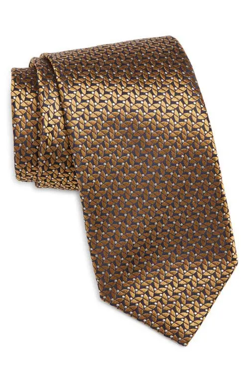 Canali Geometric Silk Necktie - Yellow