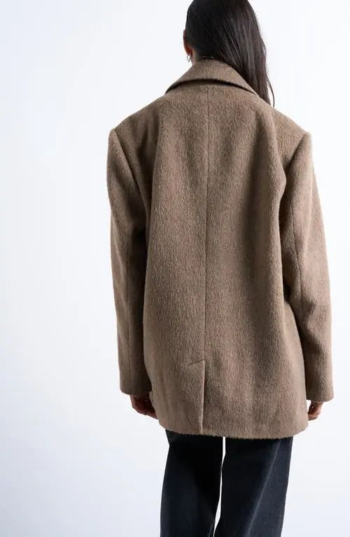 Topshop Three-button Brushed Coat - Camel
