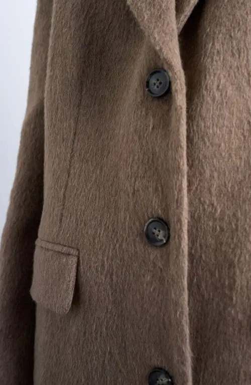 Topshop Three-button Brushed Coat - Camel