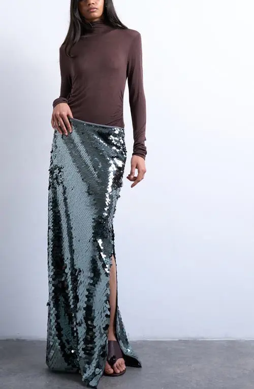 Topshop Sequin Maxi Column Skirt