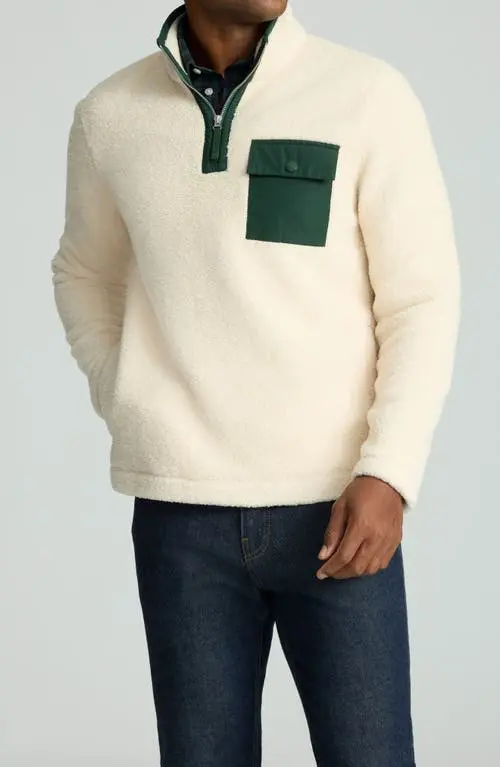 UNTUCKIT Quarter Zip Fleece Pullover - Ecru