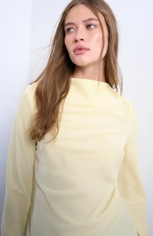 Topshop Cowl Neck Velvet Top - Buttermilk