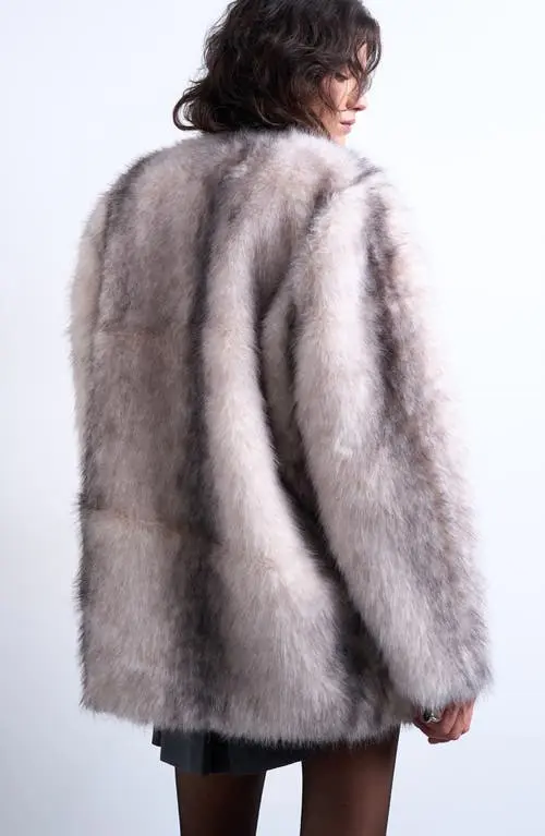 Topshop Faux Fur Collarless Coat