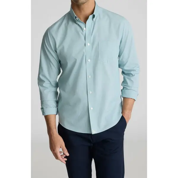 UNTUCKIT Cadteto Microcheck Wrinkle Free Cotton Button-down Shirt - Green