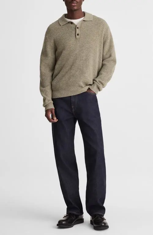 Madewell Wool Blend Waffle Knit Sweater Polo
