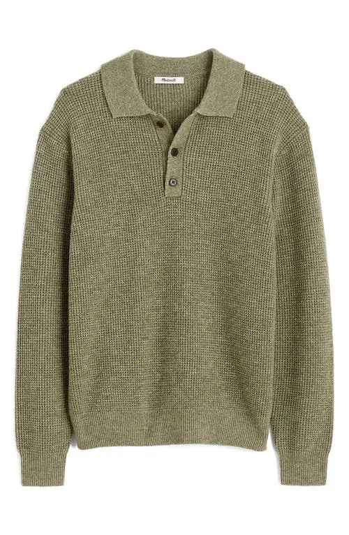 Madewell Wool Blend Waffle Knit Sweater Polo