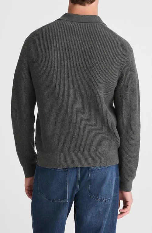 Madewell Shaker Stitch Cotton Sweater Polo - Heather Charcoal