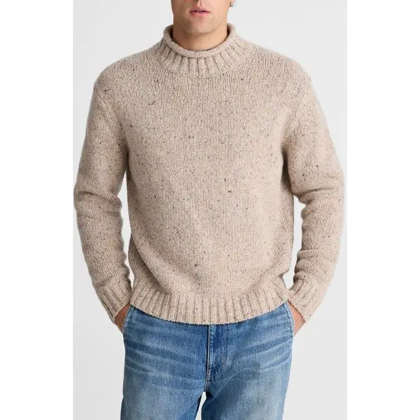 Madewell Roll Neck Donegal Wool Blend Sweater - Oatmeal
