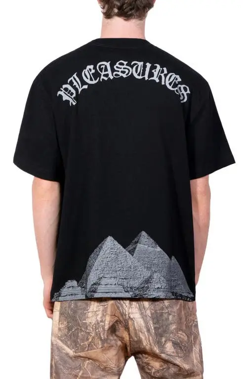 PLEASURES Elevation Heavyweight Cotton Graphic T-shirt - Black