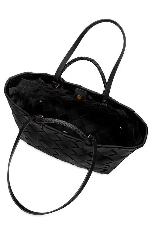 Rebecca Minkoff Mini Frankie Woven Leather Tote - Black
