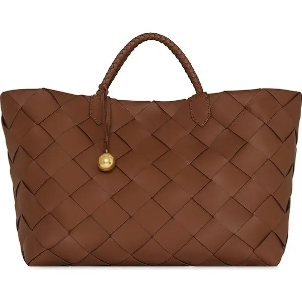 Rebecca Minkoff Mini Frankie Woven Leather Tote - Tawny