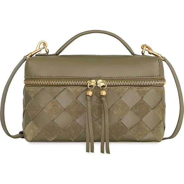 Rebecca Minkoff Frankie Woven Leather Train Case - Willow