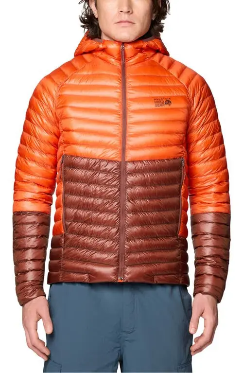 Mountain Hardwear Ghost Whisperer Packable 800-fill-power Down Hooded Jacket - Aspect/bourbon Brown