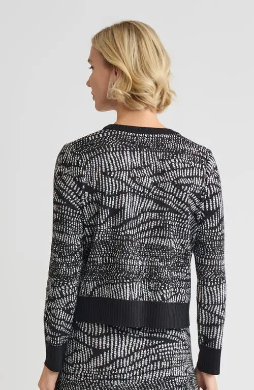 Misook Abstract Animal Print Soft Knit Sweater
