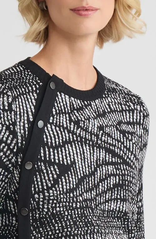 Misook Abstract Animal Print Soft Knit Sweater
