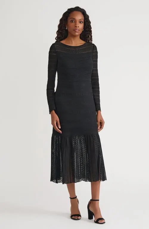 Misook Fit & Flare Lined Maxi Dress - Black