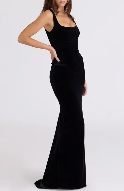 House Of Cb Yasmina Stretch Velvet Corset Gown