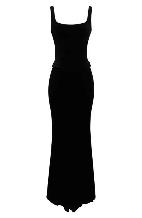 House Of Cb Yasmina Stretch Velvet Corset Gown