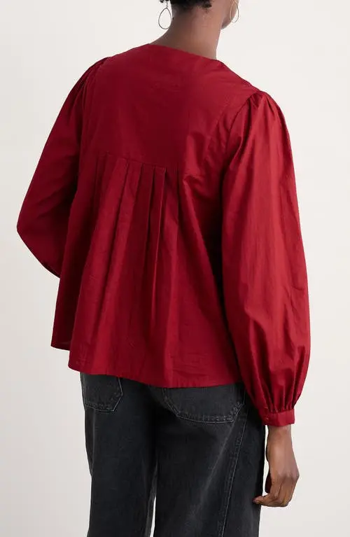 SEASALT CORNWALL Thornapple Embroidered Balloon Sleeve Organic Cotton Top