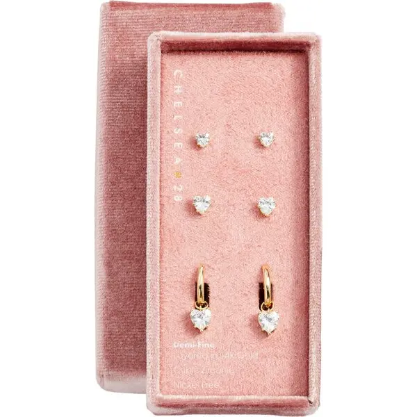 Chelsea28 Cubic Zirconia Earring Set - Clear- Gold