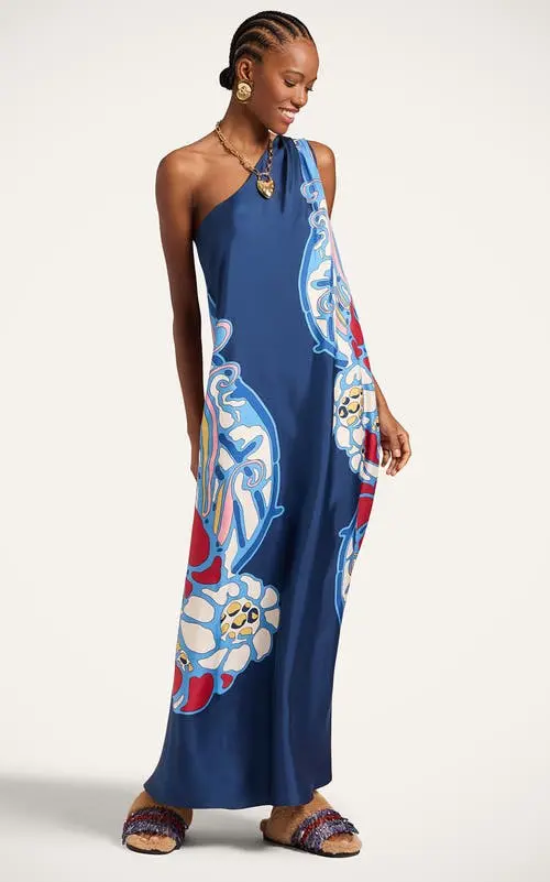 La DoubleJ Roy One-shoulder Maxi Dress - Lemuria Placée Blue