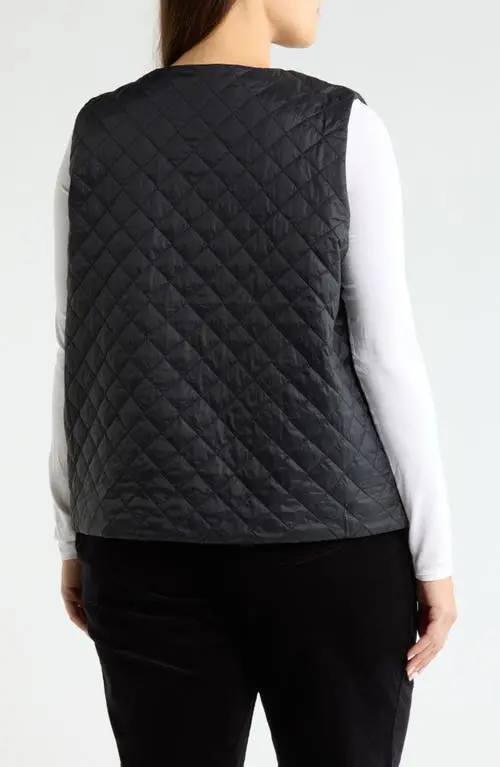 Eileen Fisher Diamond Quilted Recycled Nylon Vest - Black