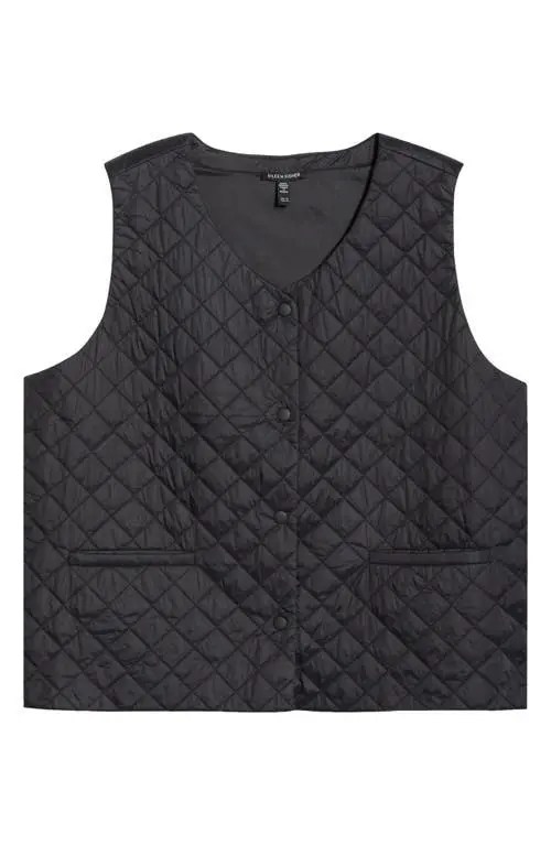Eileen Fisher Diamond Quilted Recycled Nylon Vest - Black