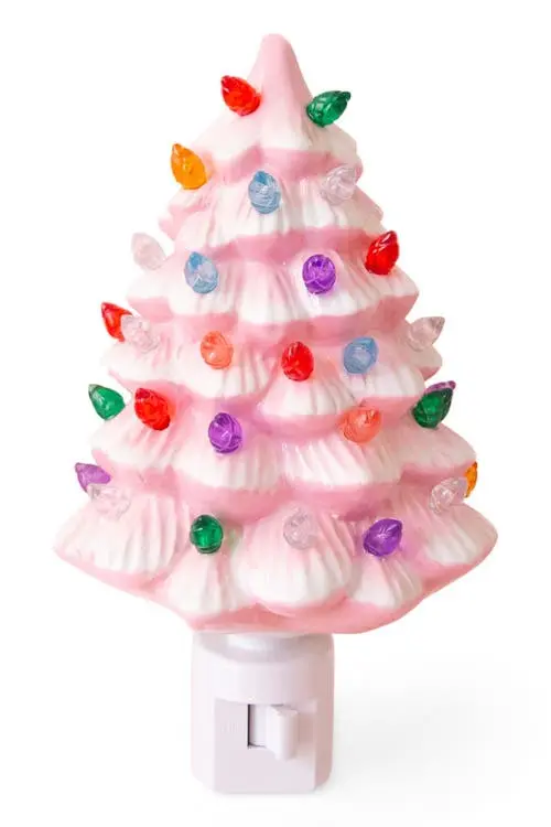 SUNSHINE STUDIOS Vintage Holiday Tree Night Light - Pink