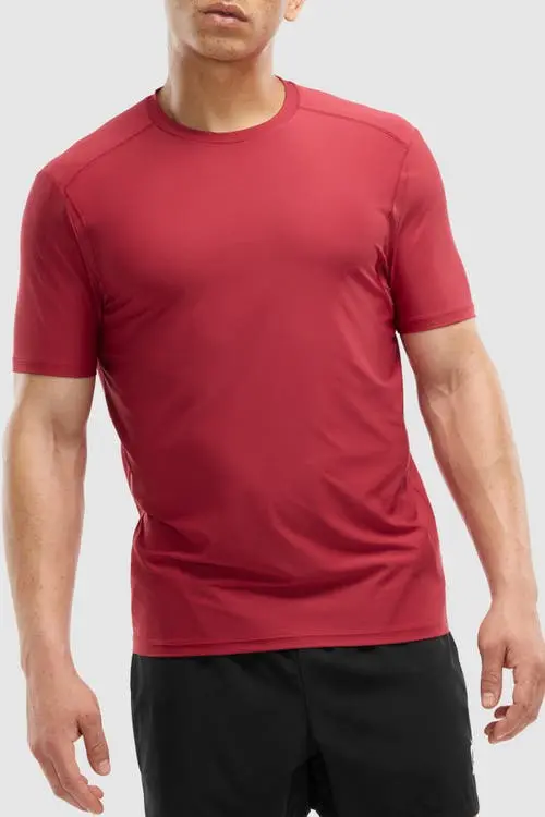 PELOTON Essential Performance Short Sleeve Shirt - Garnet