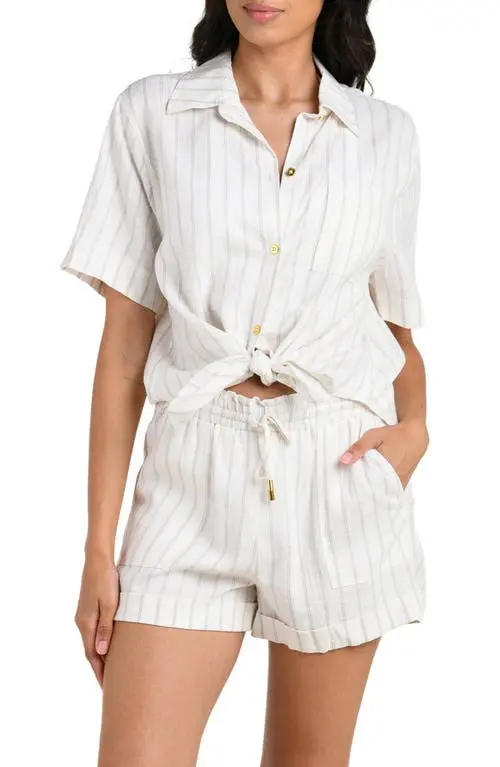 La Blanca Delphine Coast Knotted Cover-up Shirt