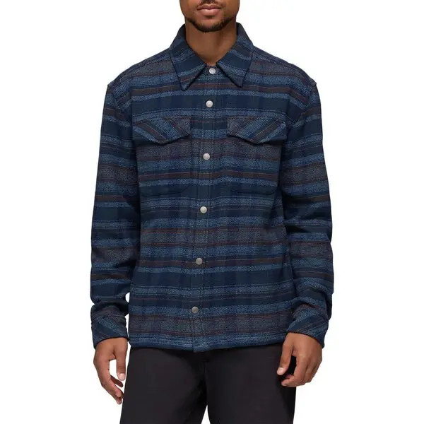 Prana Happy Camp Flannel Snap-up Shirt Jacket - Stormy Night