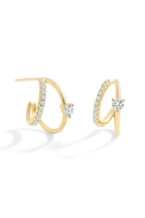 MINT & LILY The Nova Double Hoop Earrings - 18k Gold Vermeil/moissanite