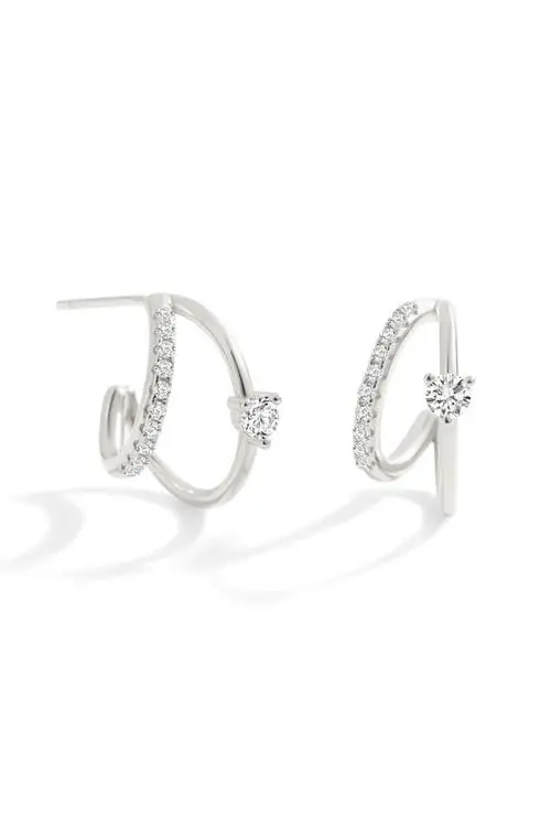 MINT & LILY The Nova Double Hoop Earrings - Sterling Silver/moissanite