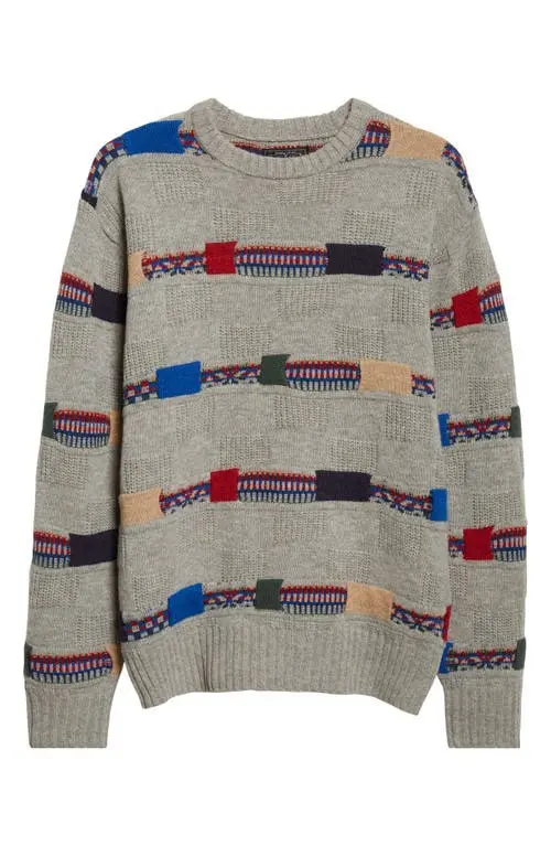 BEAMS Fair Isle Stripe Jacquard Wool Blend Sweater