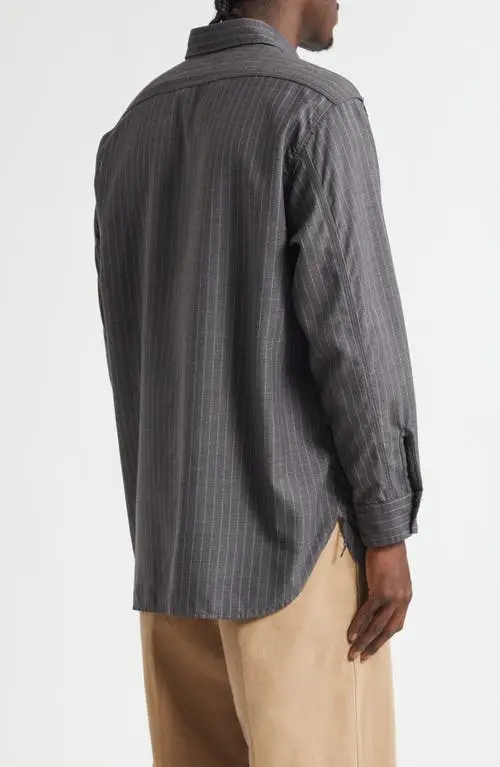BEAMS Work Uniform Pinstripe Serge Button-up Shirt