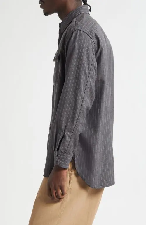 BEAMS Work Uniform Pinstripe Serge Button-up Shirt