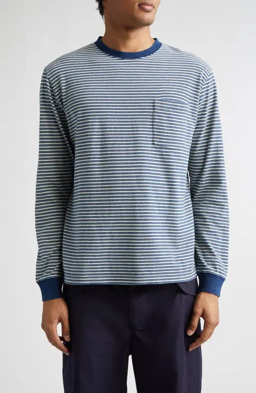 BEAMS Indigo Stripe Pocket T-shirt
