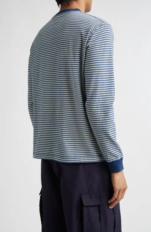 BEAMS Indigo Stripe Pocket T-shirt