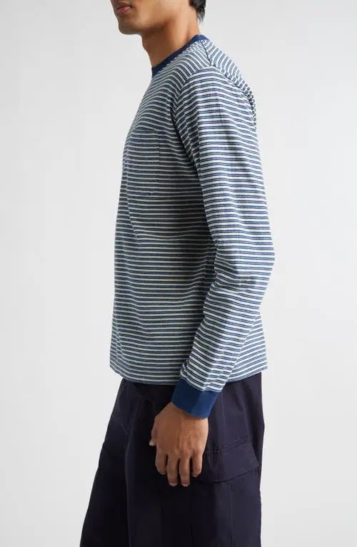 BEAMS Indigo Stripe Pocket T-shirt