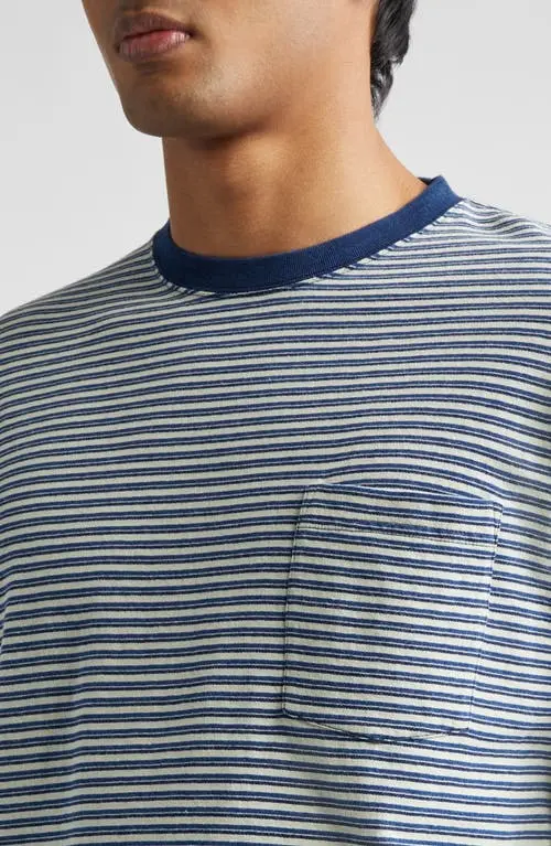 BEAMS Indigo Stripe Pocket T-shirt