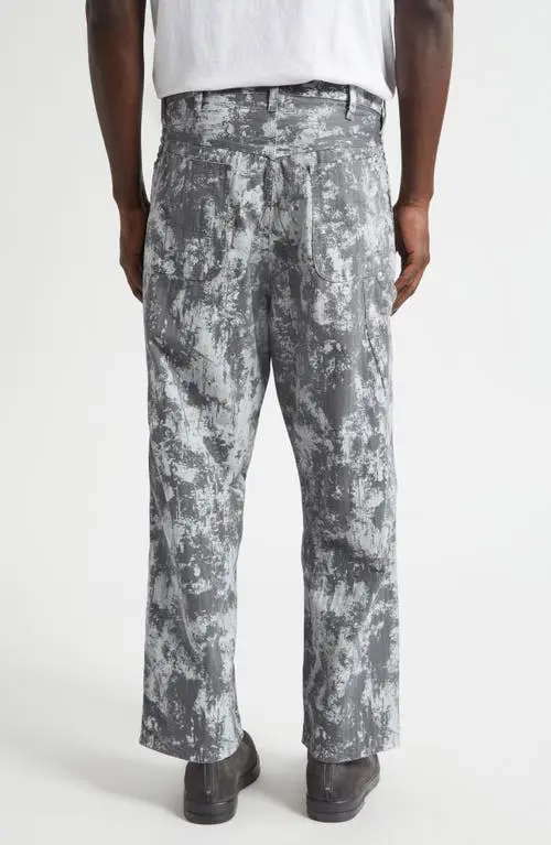 BEAMS Foil Print Herringbone Painter Pants