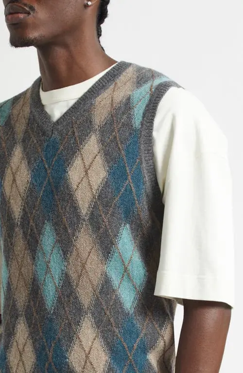 BEAMS Argyle Intarsia Alpaca Vest